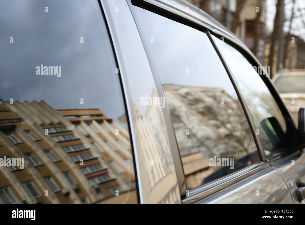 Modern car with clean windows, closeup Stock Photo - Alamy