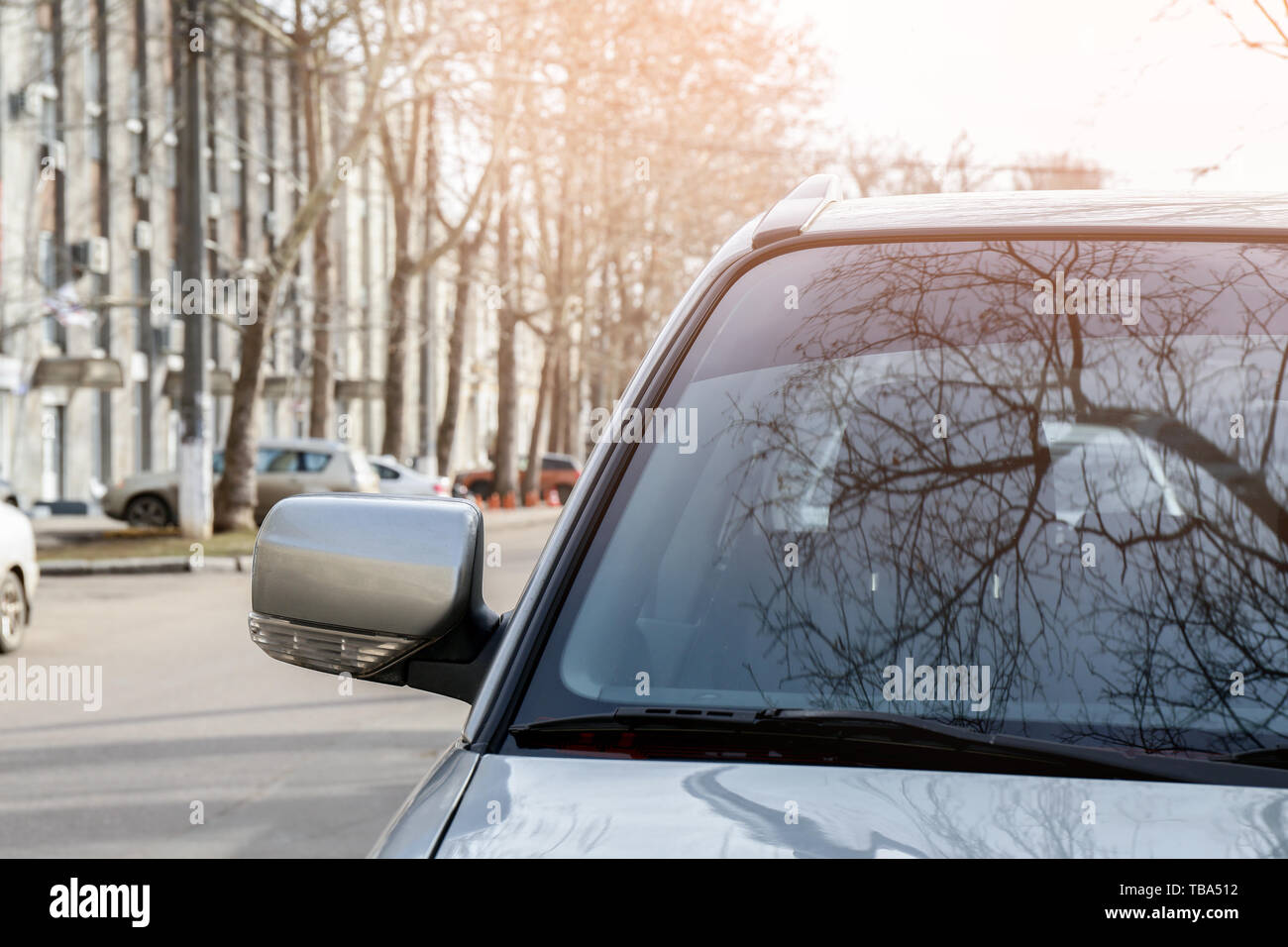 Modern car with clean window outdoors Stock Photo - Alamy