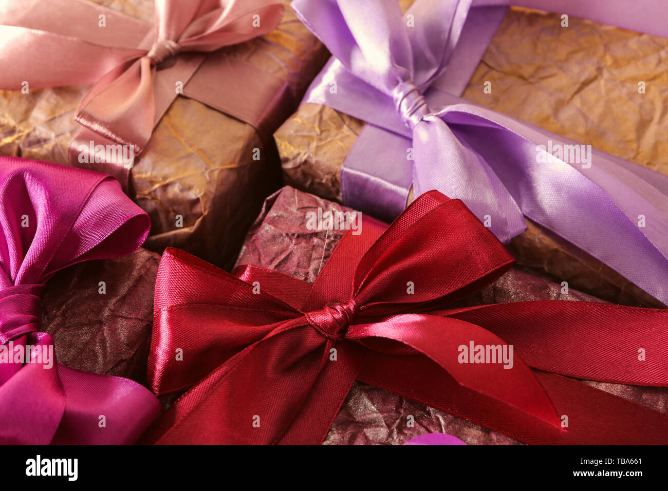 Different gift boxes, closeup Stock Photo - Alamy