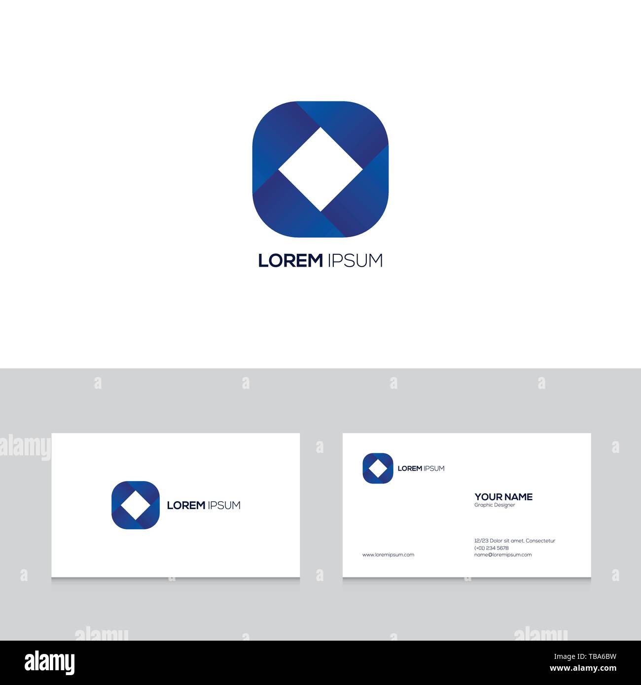 Abstract modern blue logo on business card template, vector ...