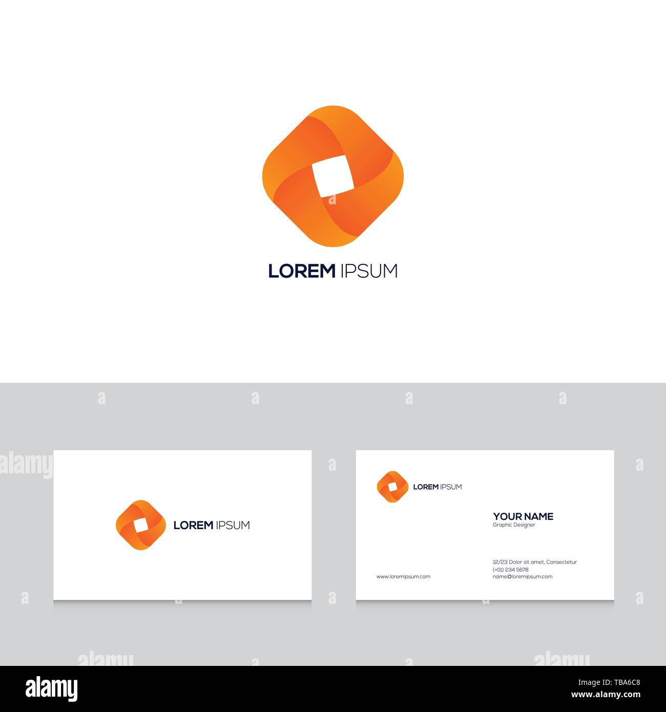Abstract modern orange logo on business card template, vector ...