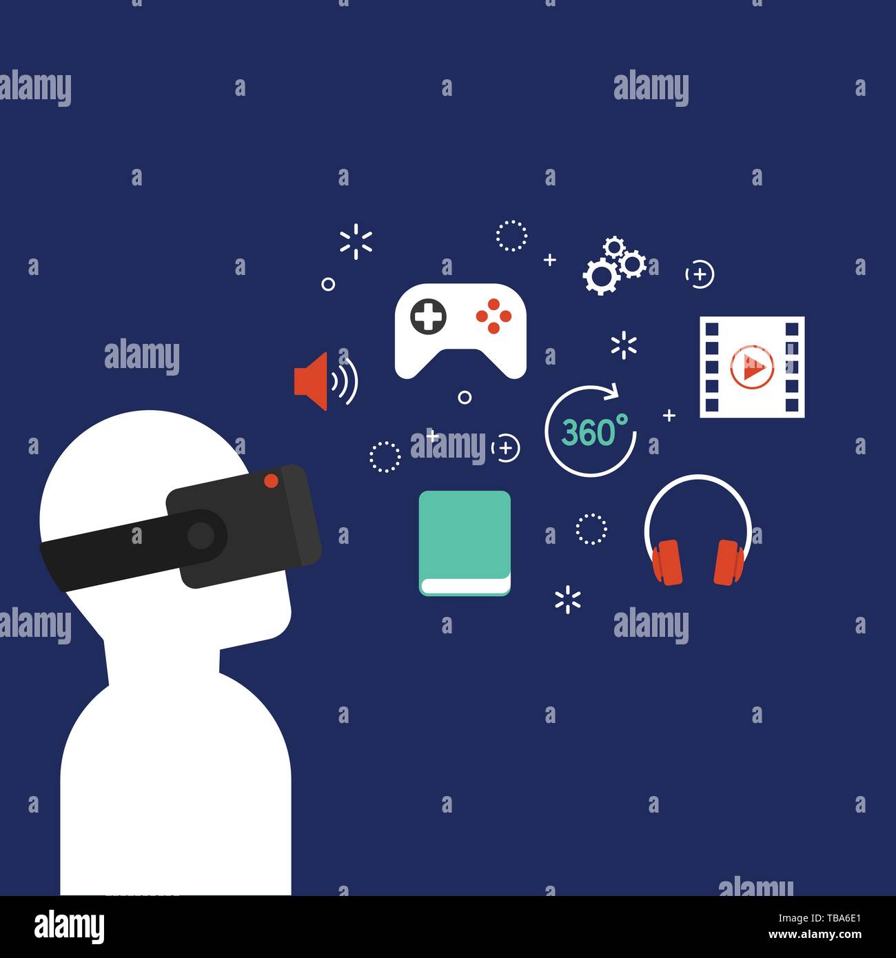 Virtual reality technology concept flat design, vector illustration ...