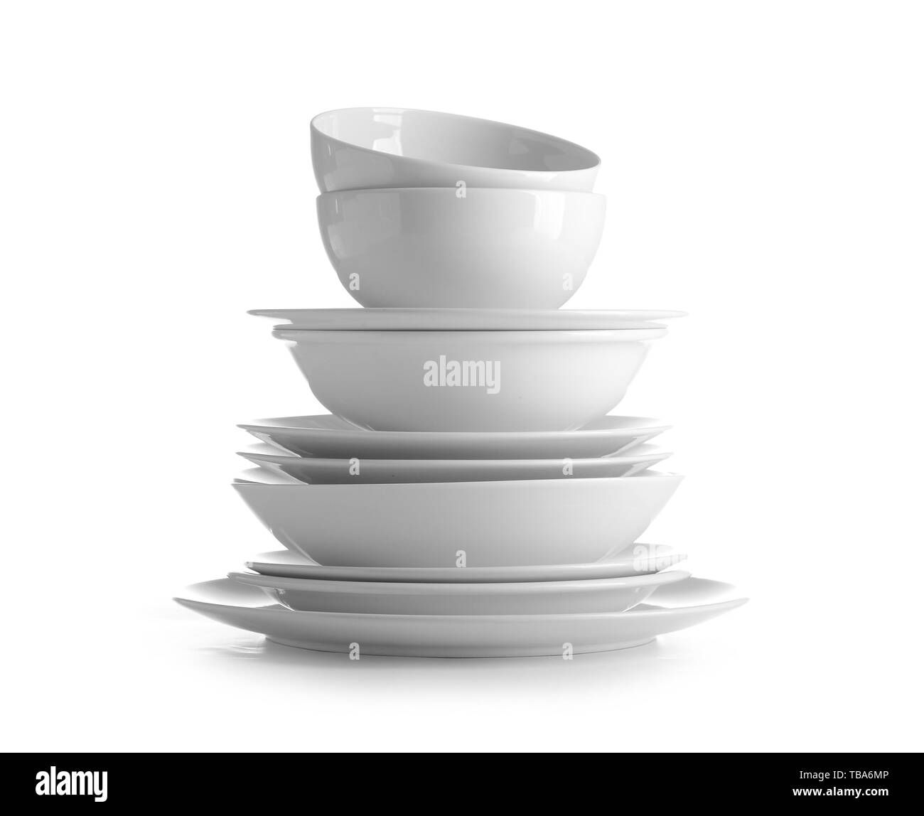 Set of tableware on white background Stock Photo - Alamy