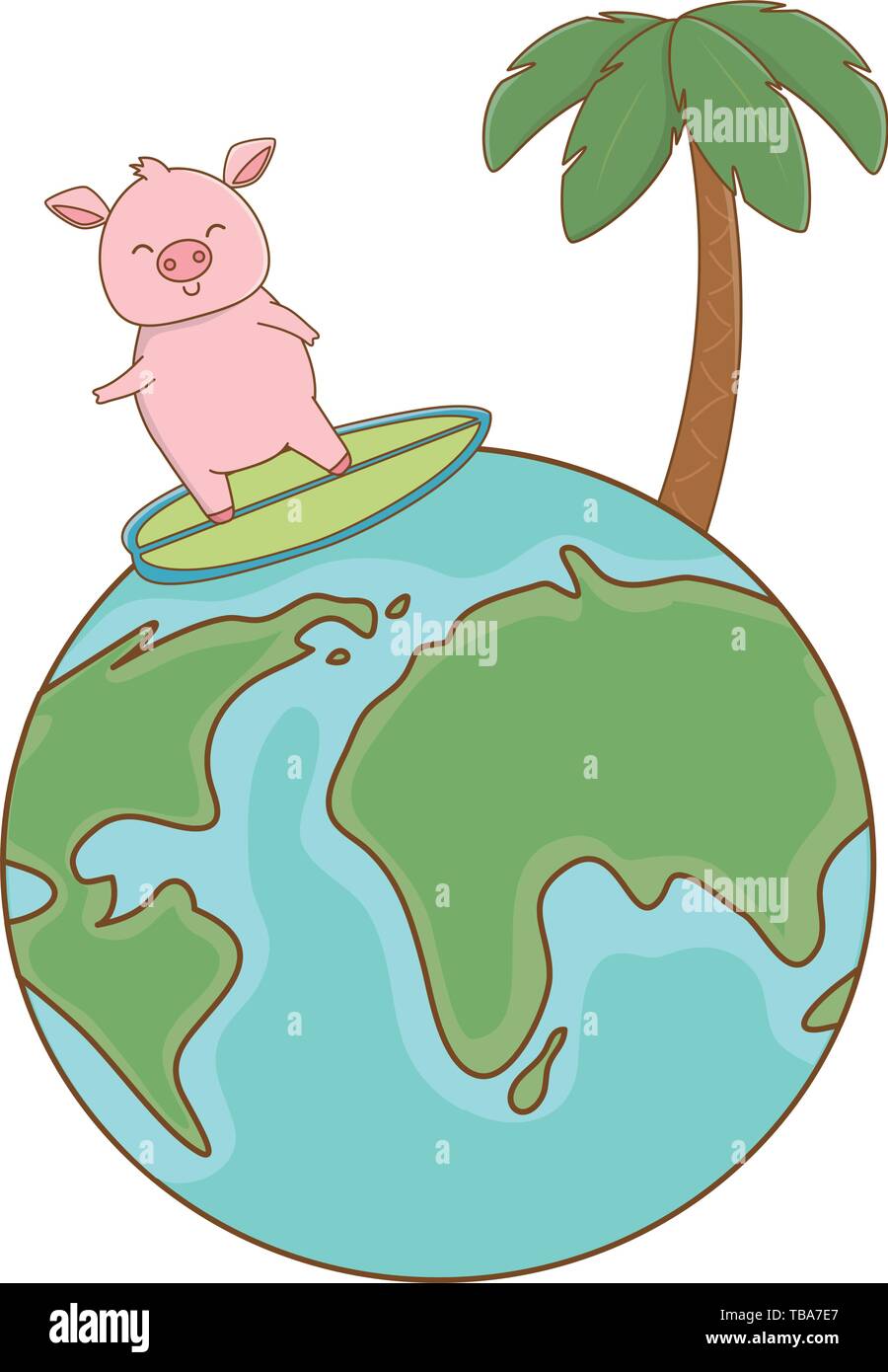 cute animal pig enjoying vacations and summer time, travel and relax ...