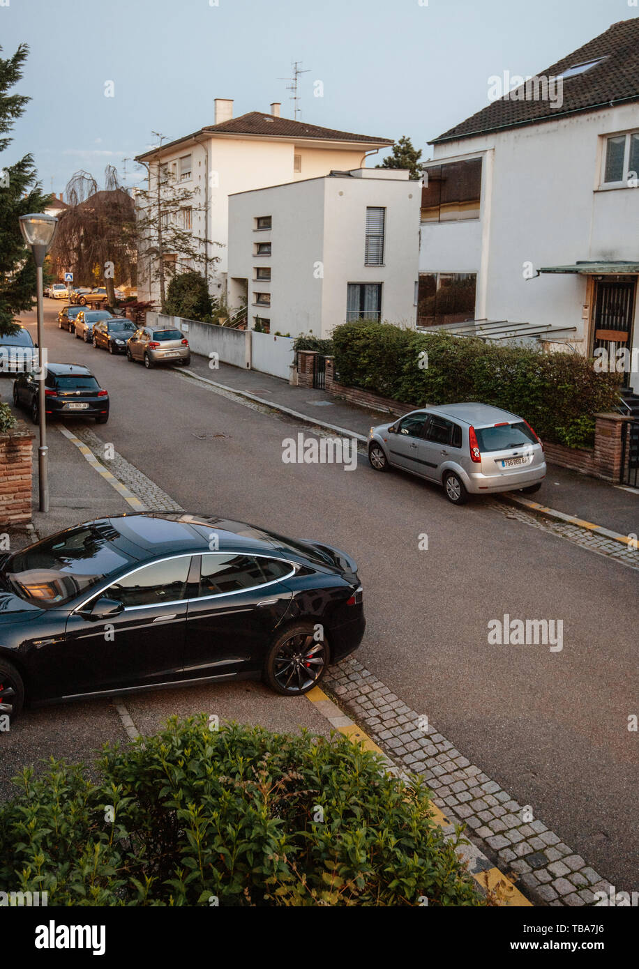 Tesla car aerial view hi-res stock photography and images - Alamy