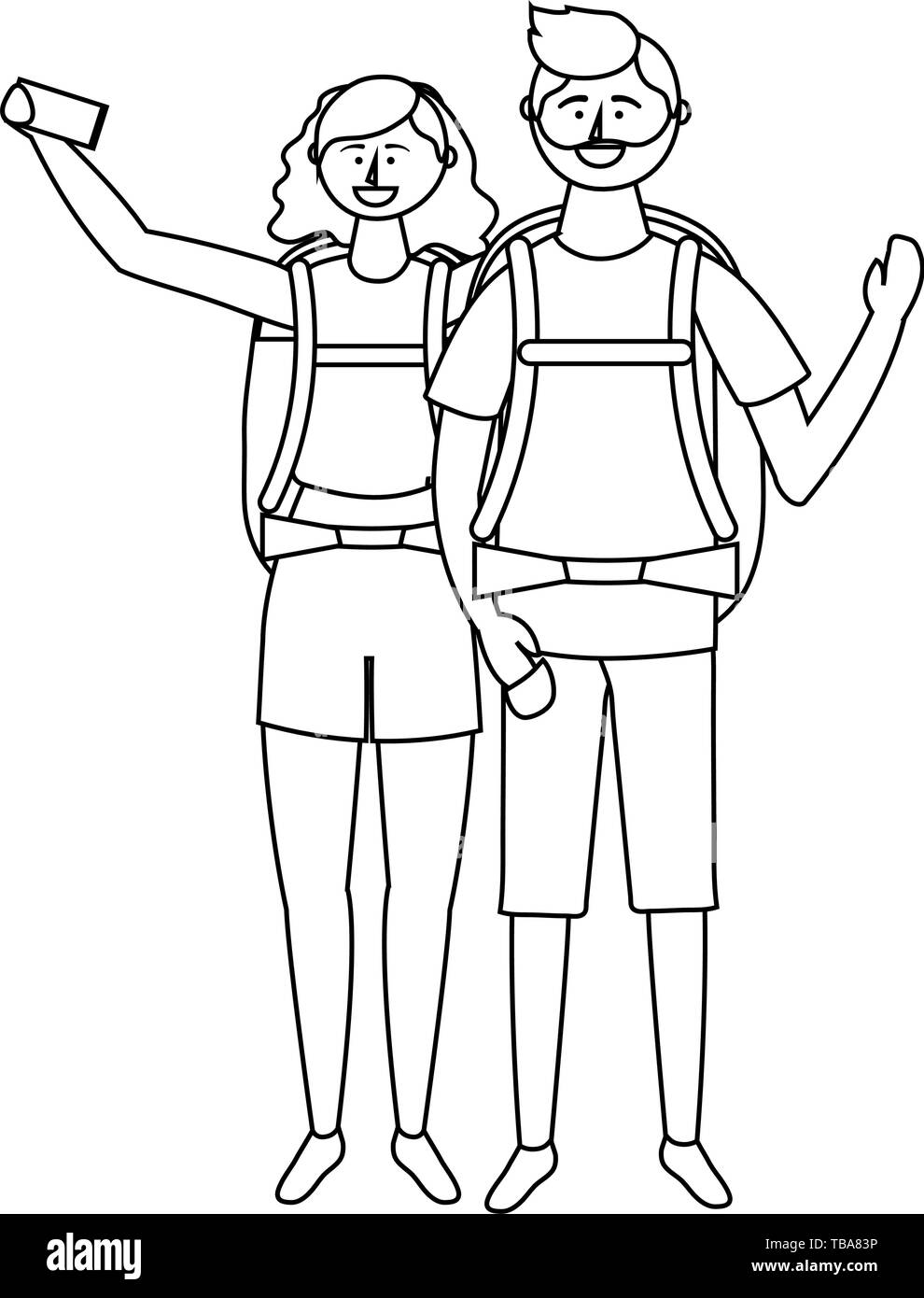 Tourist boy and girl cartoon design, Travel trip vacation tourism and ...