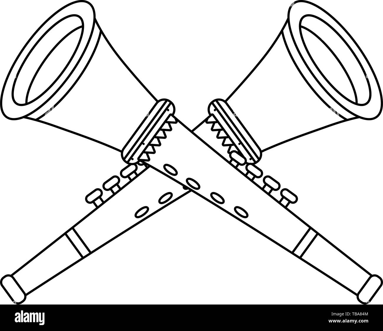 two trumpets tilted isolated musical instruments vector illustration ...