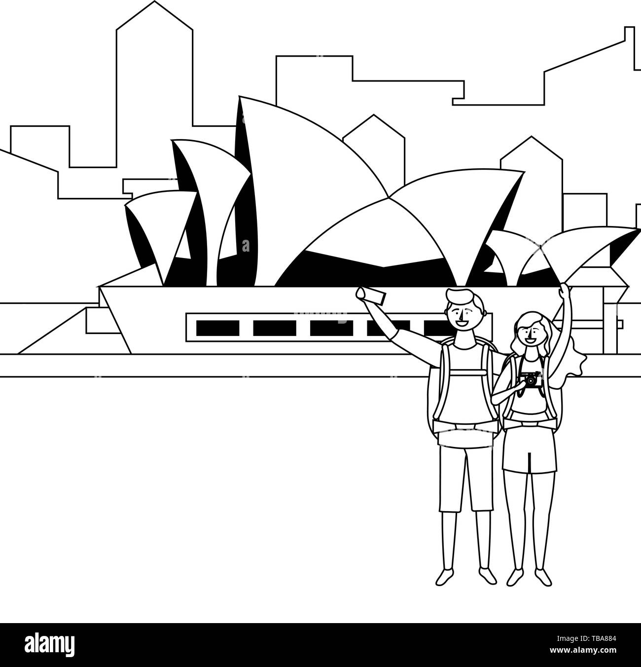Opera house in Sidney design, Travel trip vacation tourism and journey ...