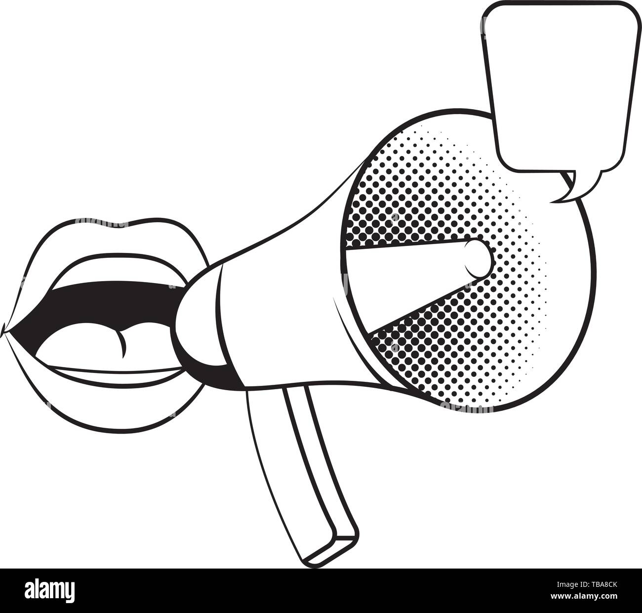 Speaking Mouth Drawing Pop Art Mouth Speaking With Speech Bubbleline