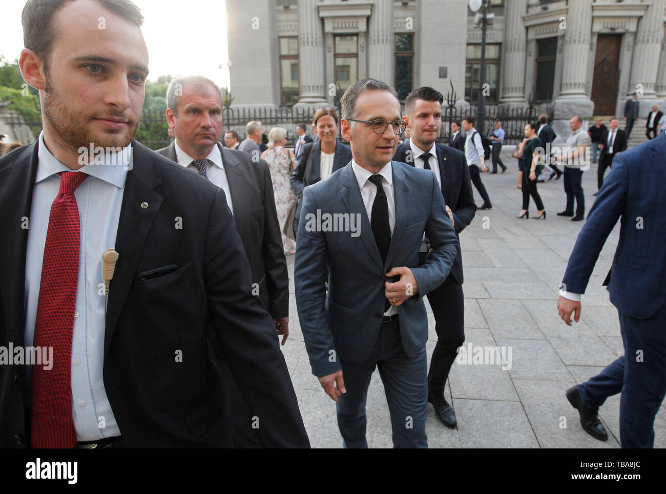 German Foreign Minister Heiko Maas (C leaves following his meeting with ...