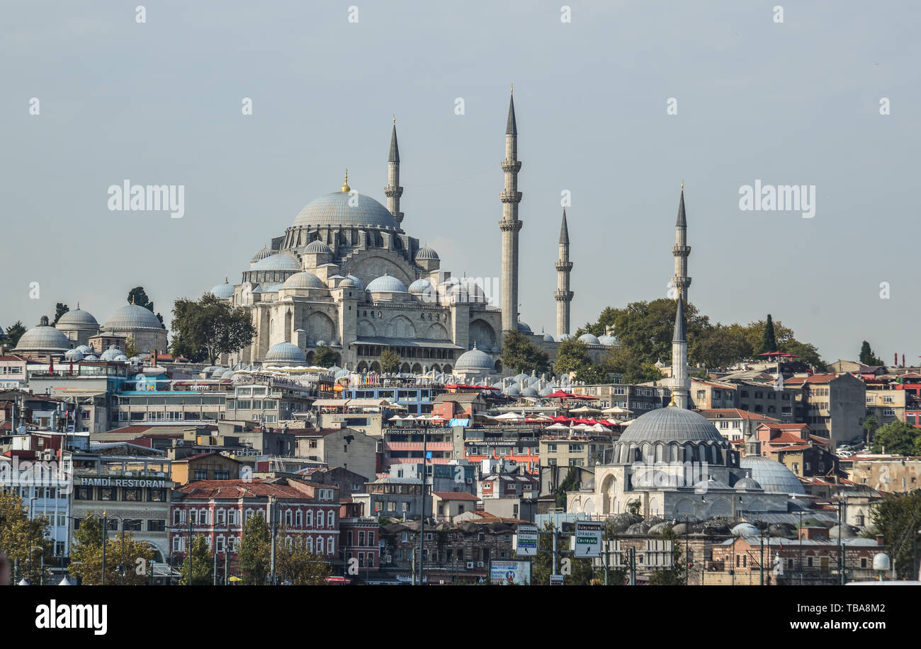 Istanbul, Turkey - Sep 29, 2018. View of Suleymaniye Mosque in Istanbul ...