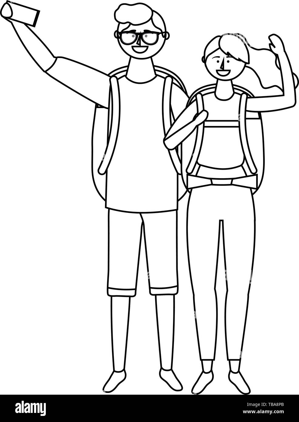 Tourist boy and girl cartoon design, Travel trip vacation tourism and ...