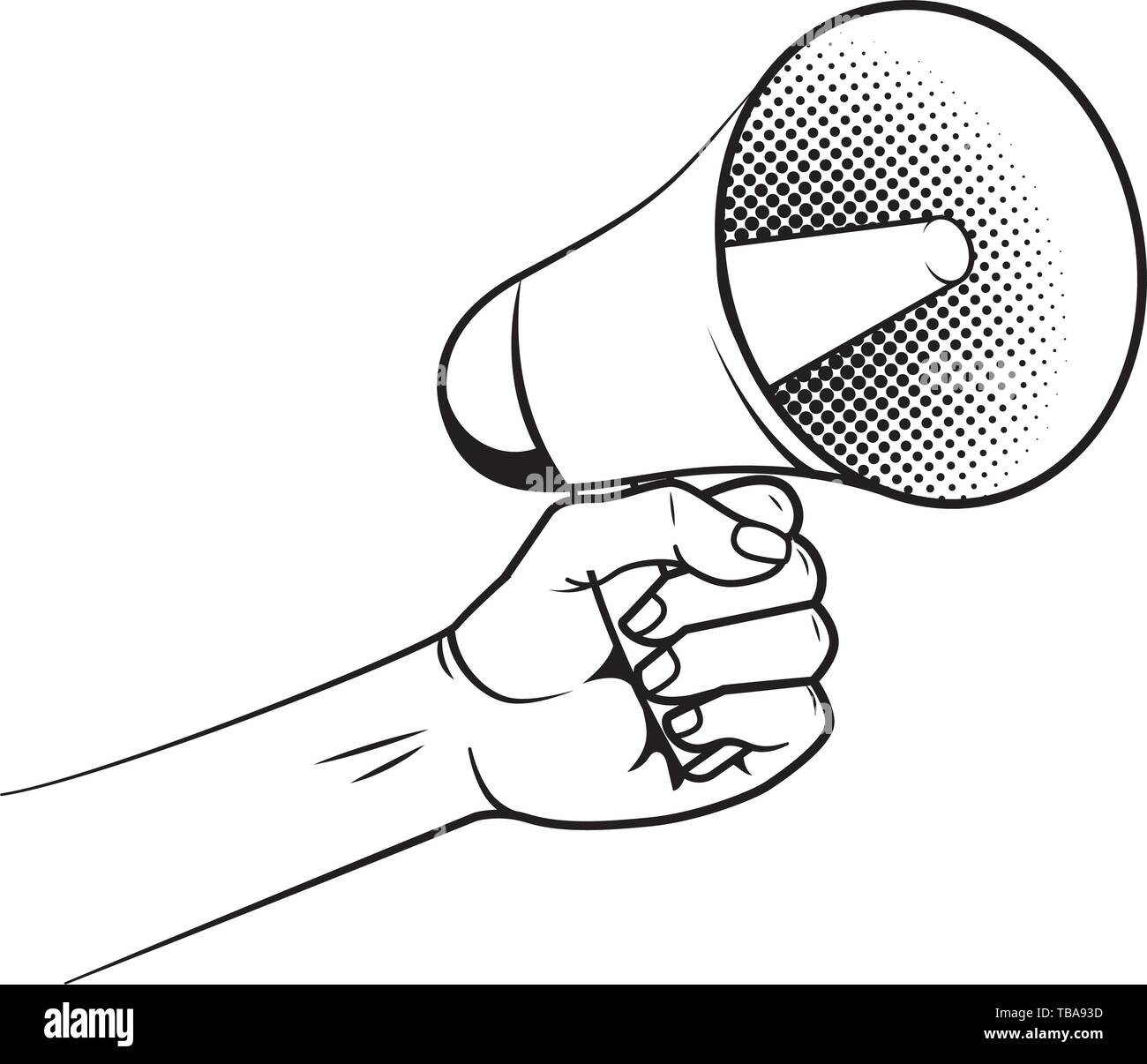 Pop art hand holding bullhorn cartoon vector illustration graphic ...