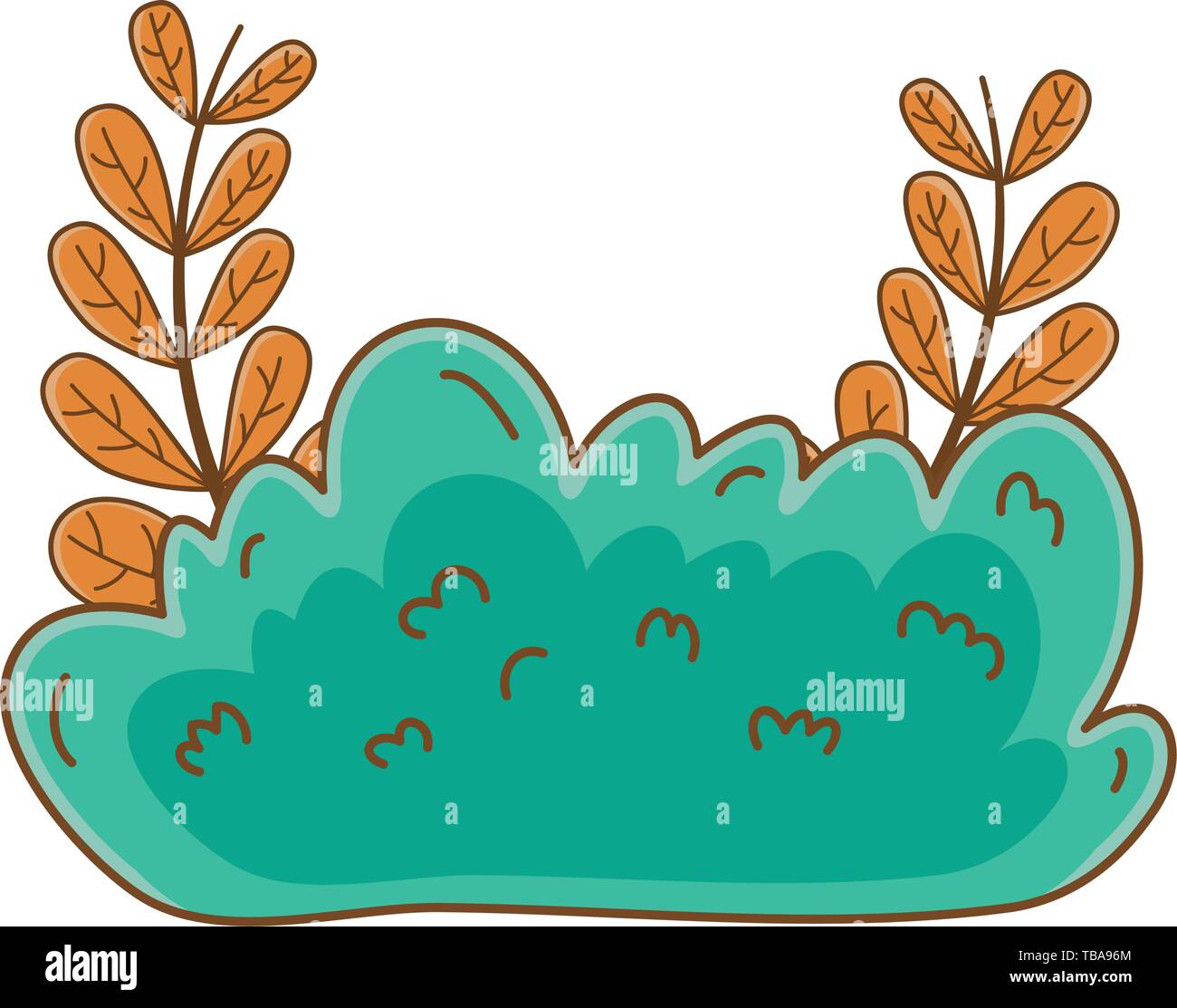 nature outdoor bush with leaves environment cartoon vector illustration ...