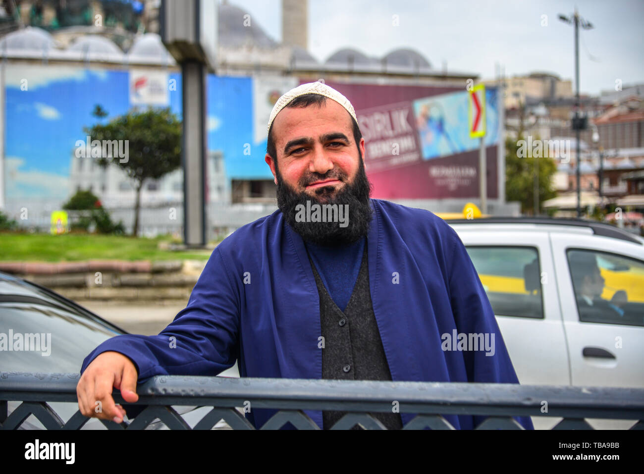 Istanbul, Turkey - Sep 29, 2018. Portrait of Turkish man on street in ...