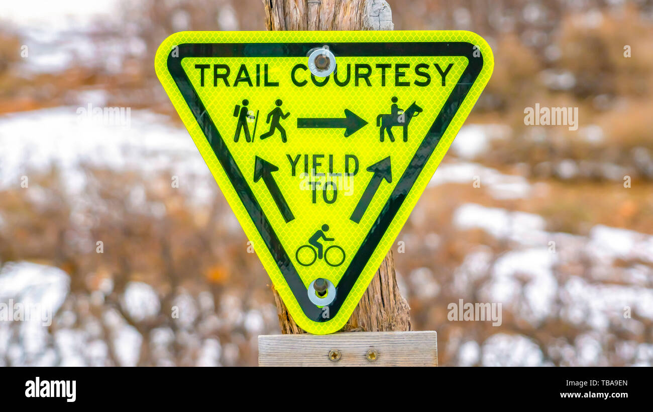 frame Panorama Inverted triangle Trail Courtesy Yield To sign with ...