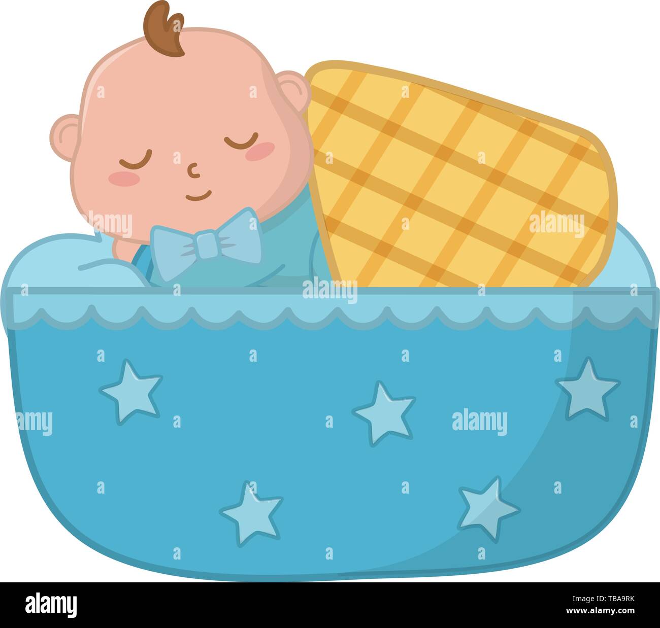 baby sleeping in a cradle with a blanket vector illustration graphic ...