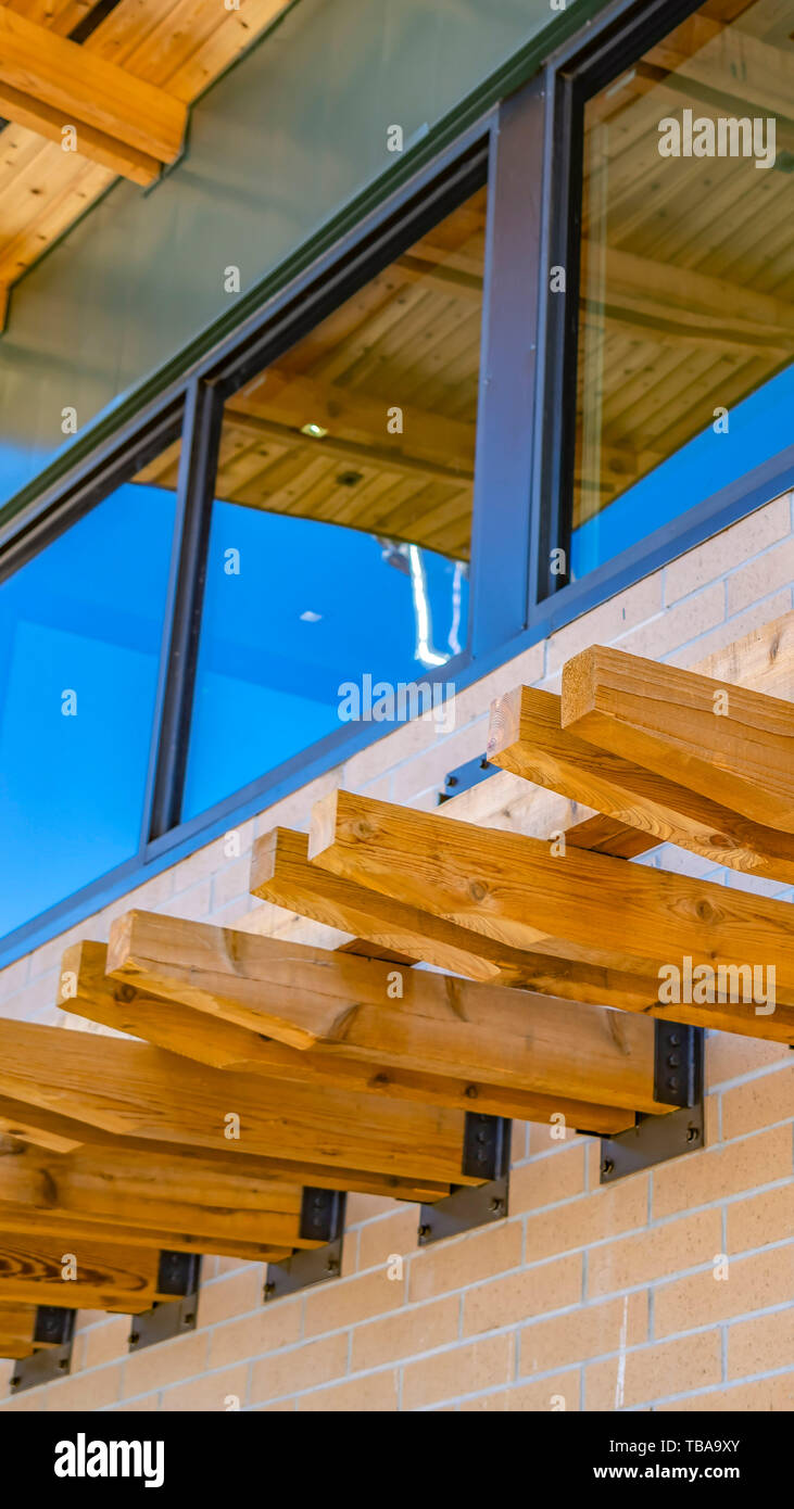frame Vertical frame Building with decorative woods extending ...