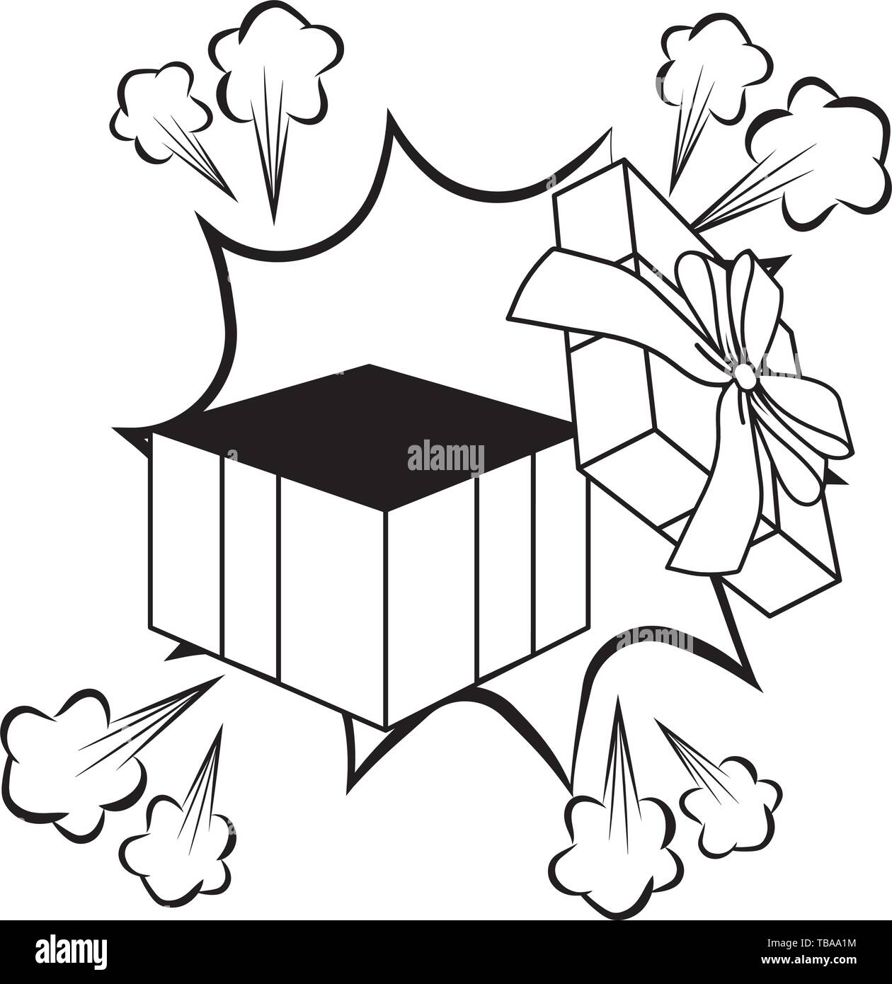 Pop art gift box open over explosion background cartoon vector ...
