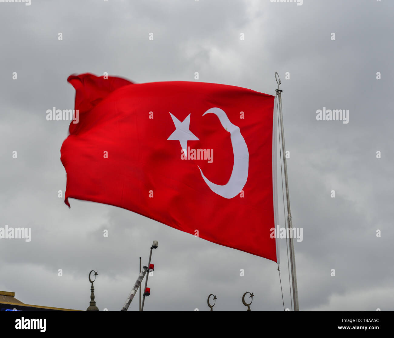 Turkey flag blowing in the wind, realistic flag Stock Photo - Alamy