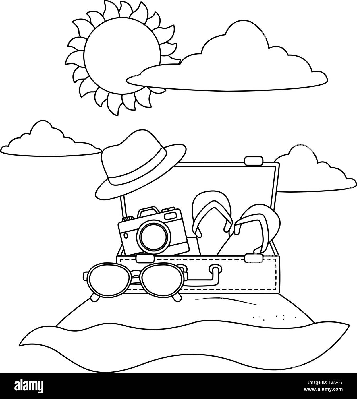 Summer Beach Clipart Black And White