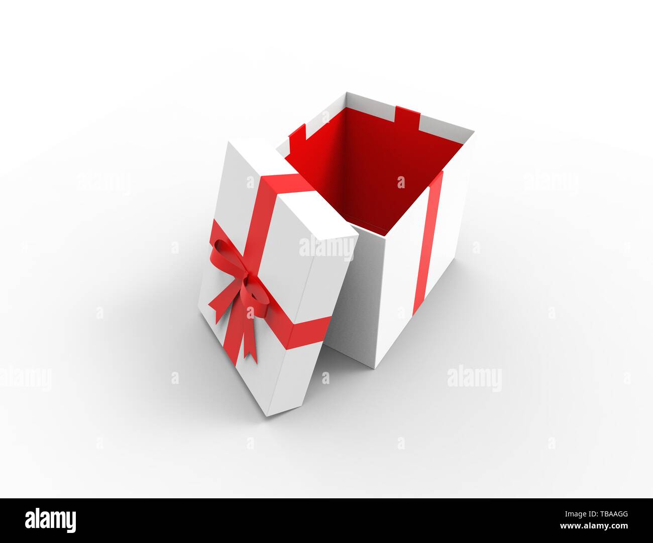 3D rendering of a gift box with open lit isolated in studio background ...