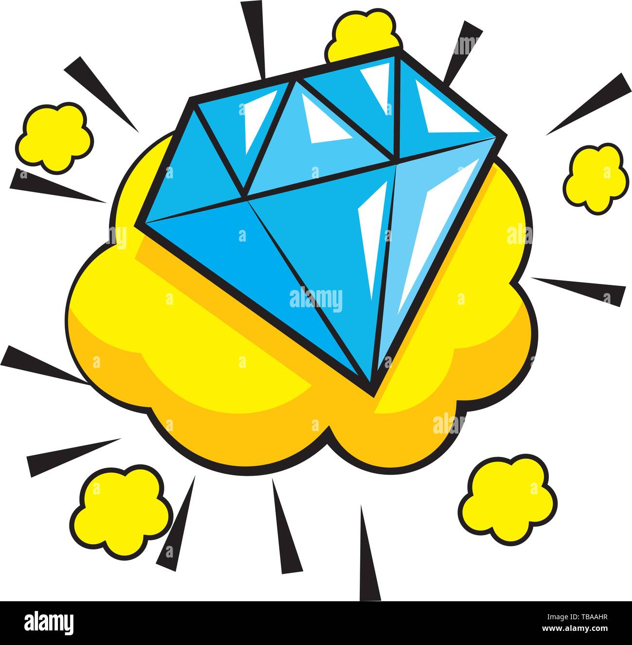 diamond over explosion bubble pop art comic cartoon vector illustration ...