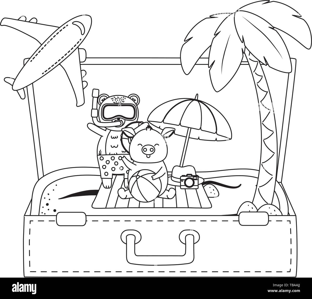 Summer Vacation Clip Art Black And White Free Vectors | Summer