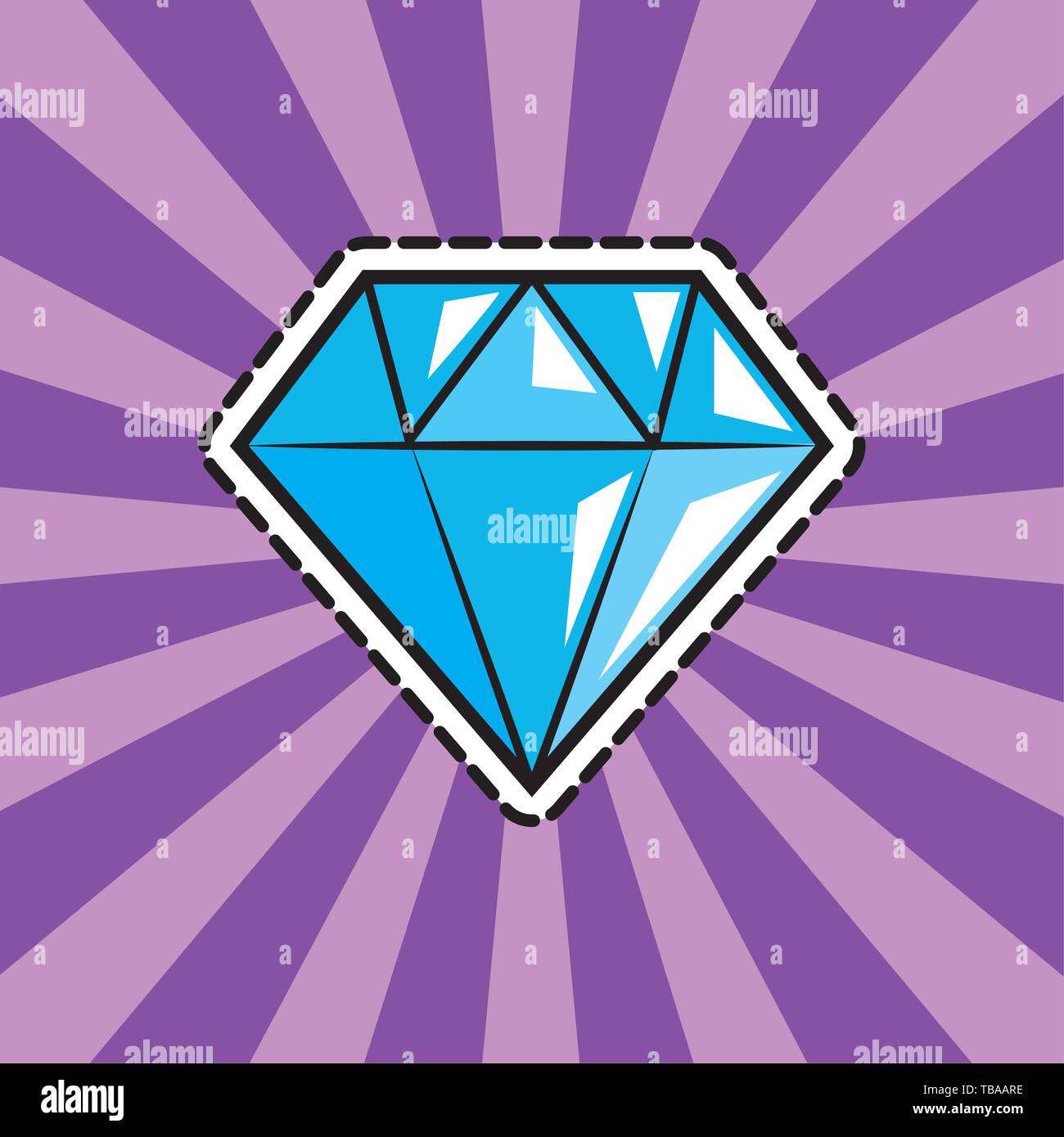diamond sticker over rays background pop art comic cartoon vector ...