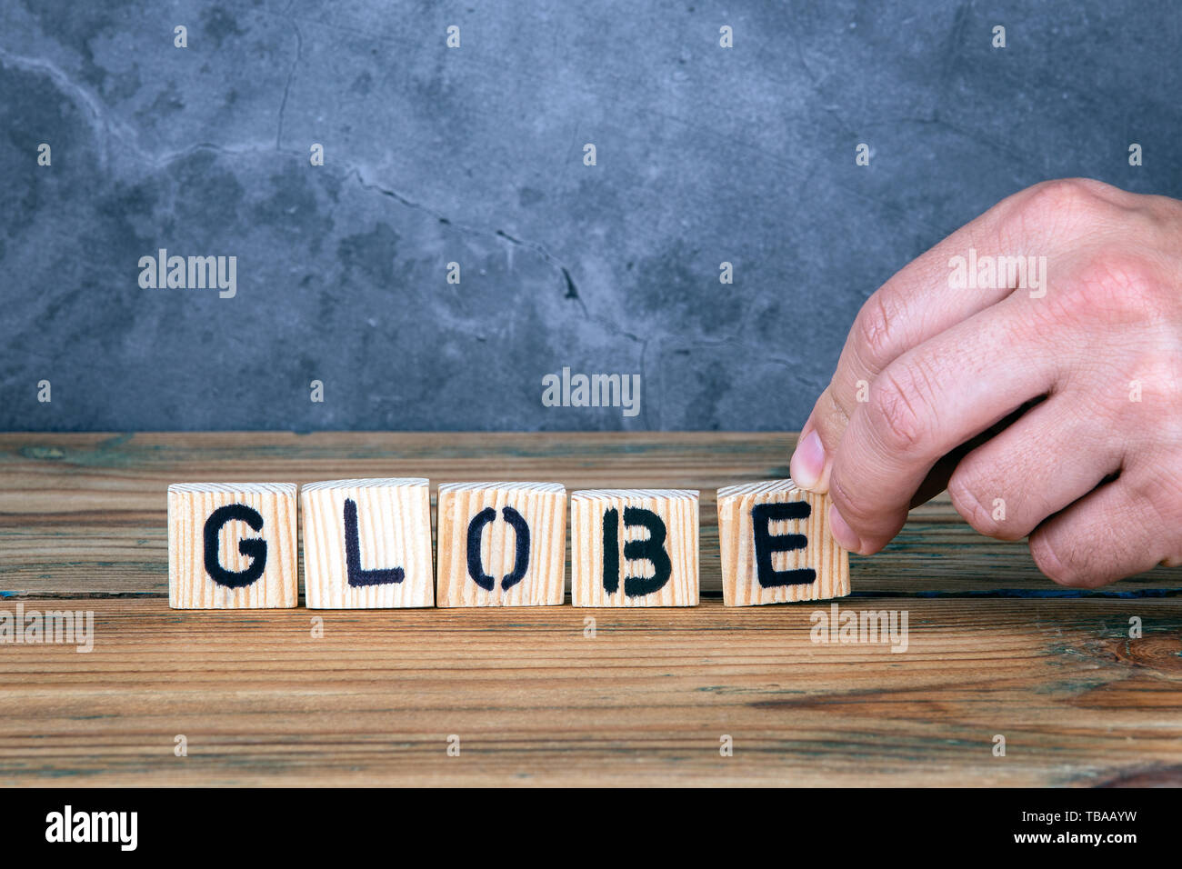 Globe - word from wooden letters Stock Photo - Alamy