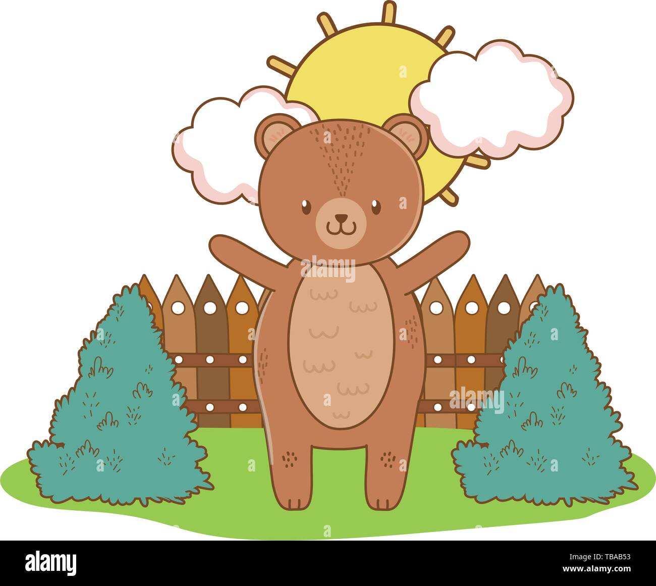 cute animal bear enjoying vacations and summer time relax cartoon ...
