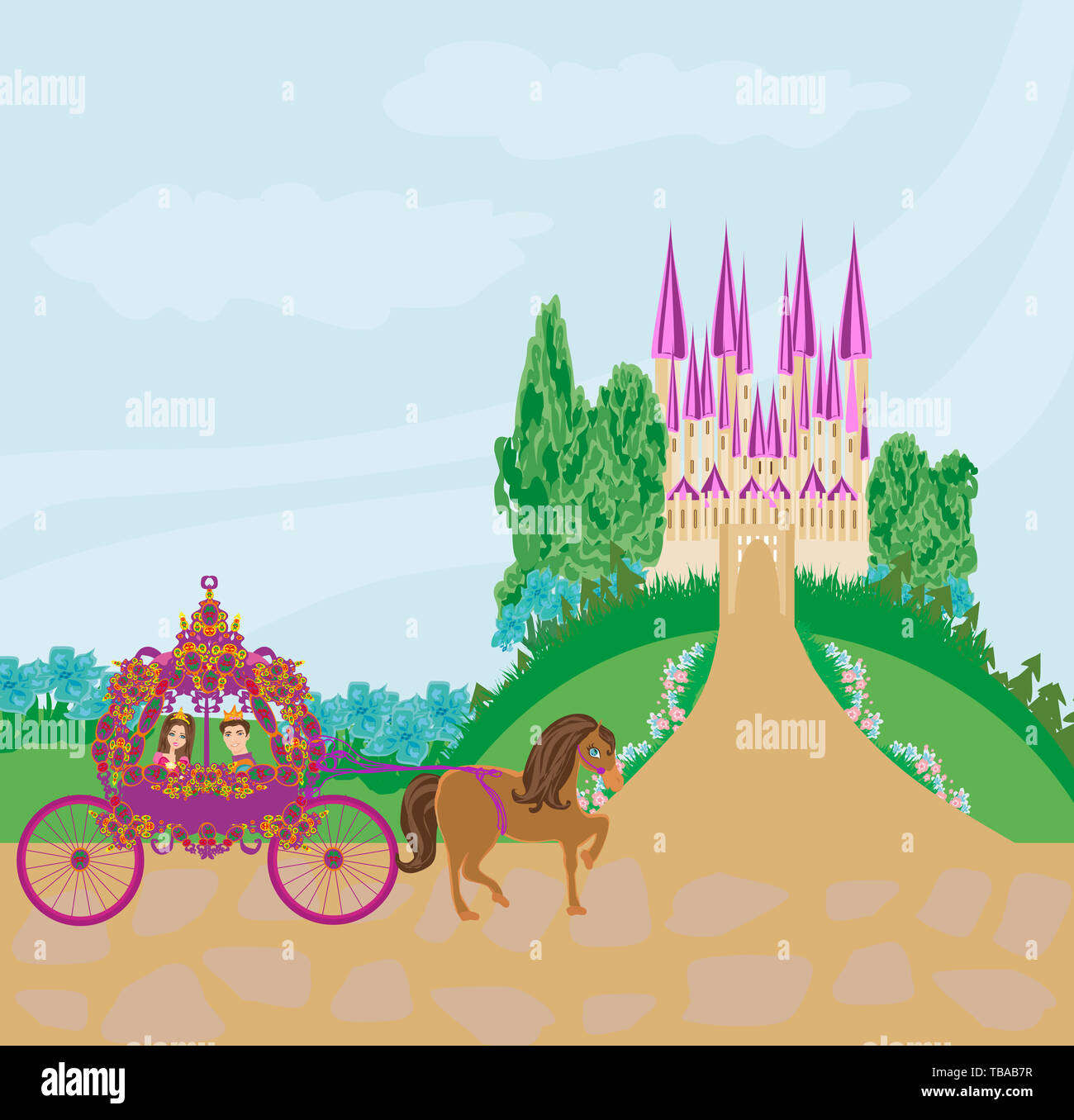 princess with prince in the carriage Stock Photo - Alamy