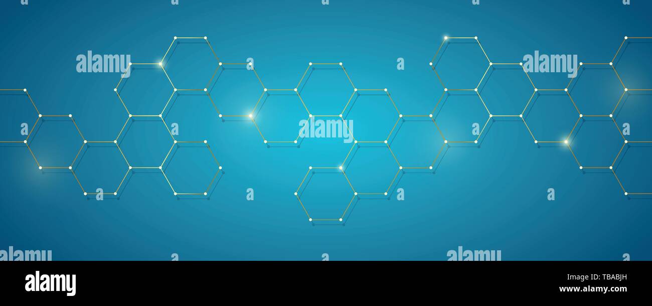golden and blue technical honeycomb background digital electronics vector illustration EPS10 ...