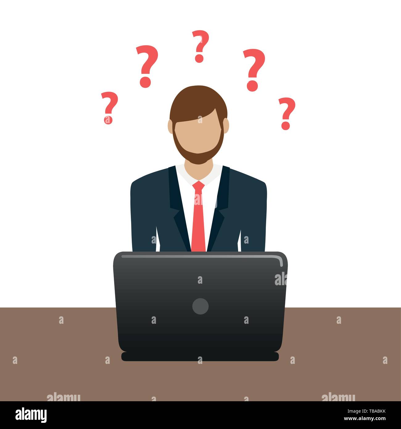 business man on the laptop has many questions vector illustration EPS10 ...