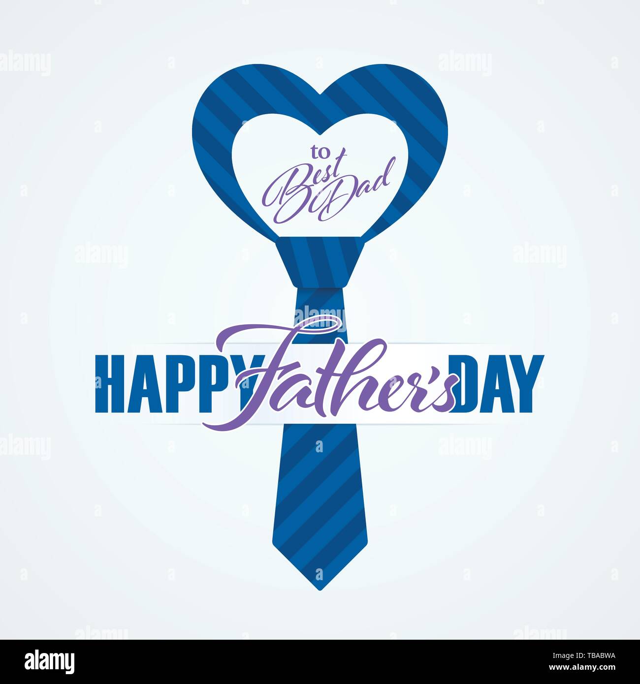 Happy Fathers Day greeting card. Necktie with heart shape on white ...