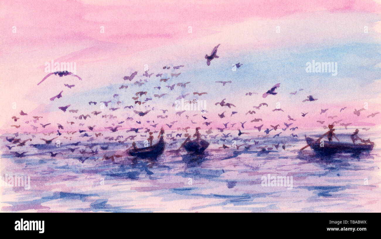 Fishing boat drawing hi-res stock photography and images - Alamy