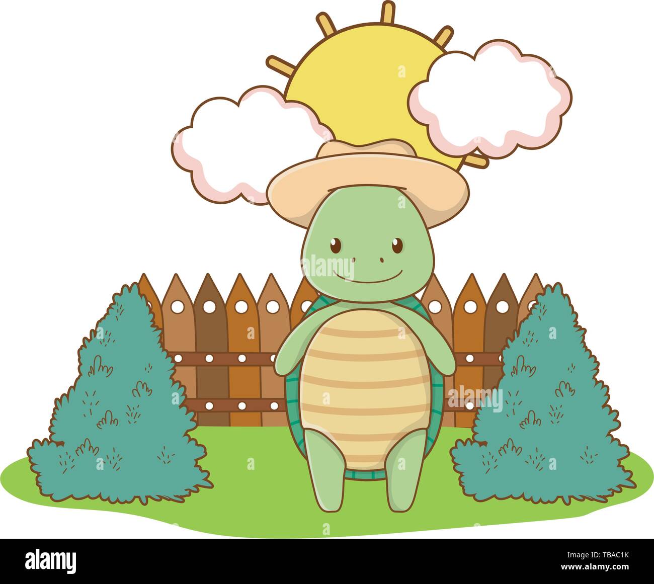 cute animal turtle enjoying summer time vacations holidays cartoon ...