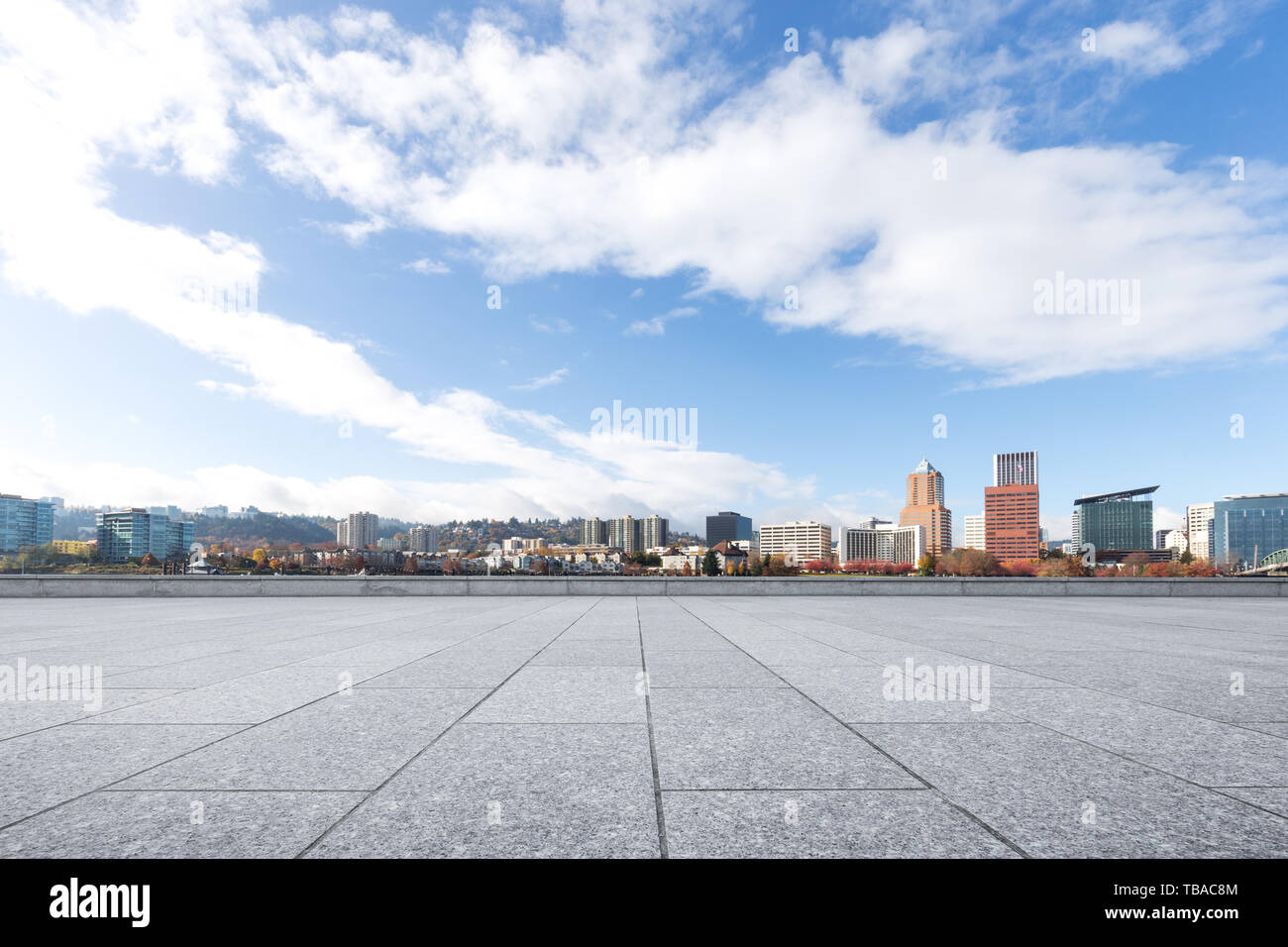 cityscape and skyline of portland from empty floor Stock Photo - Alamy