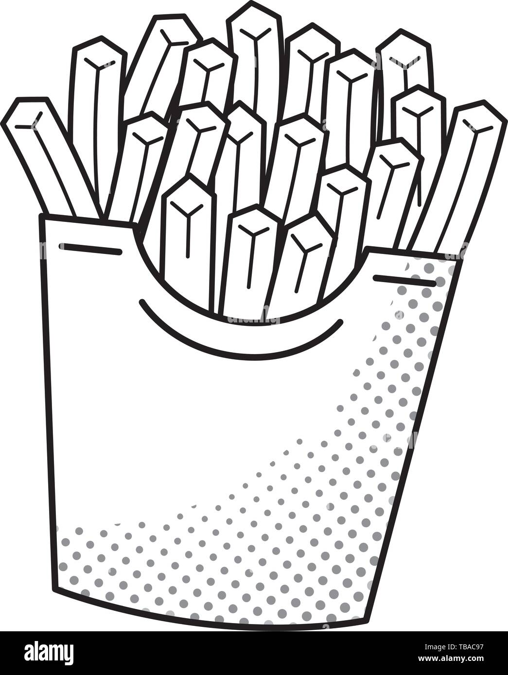 french fries icon cartoon isolated black and white vector illustration ...