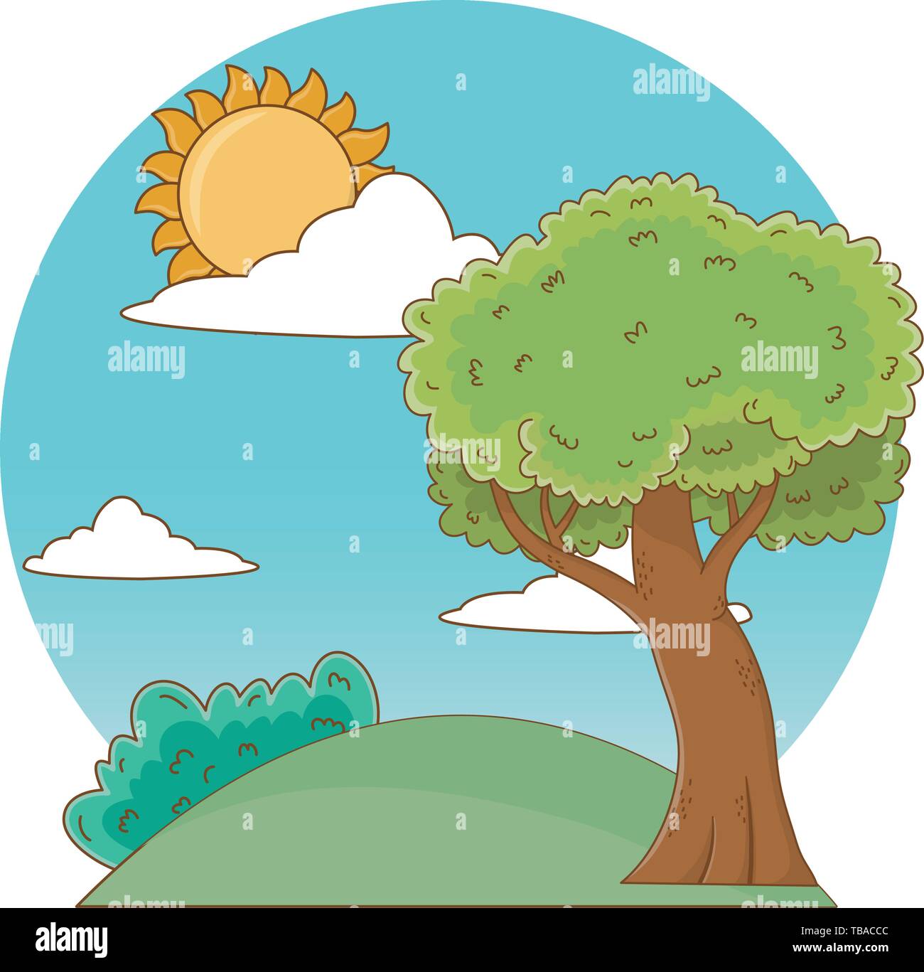 nature outdoor tree environment over grass floor cartoon vector ...