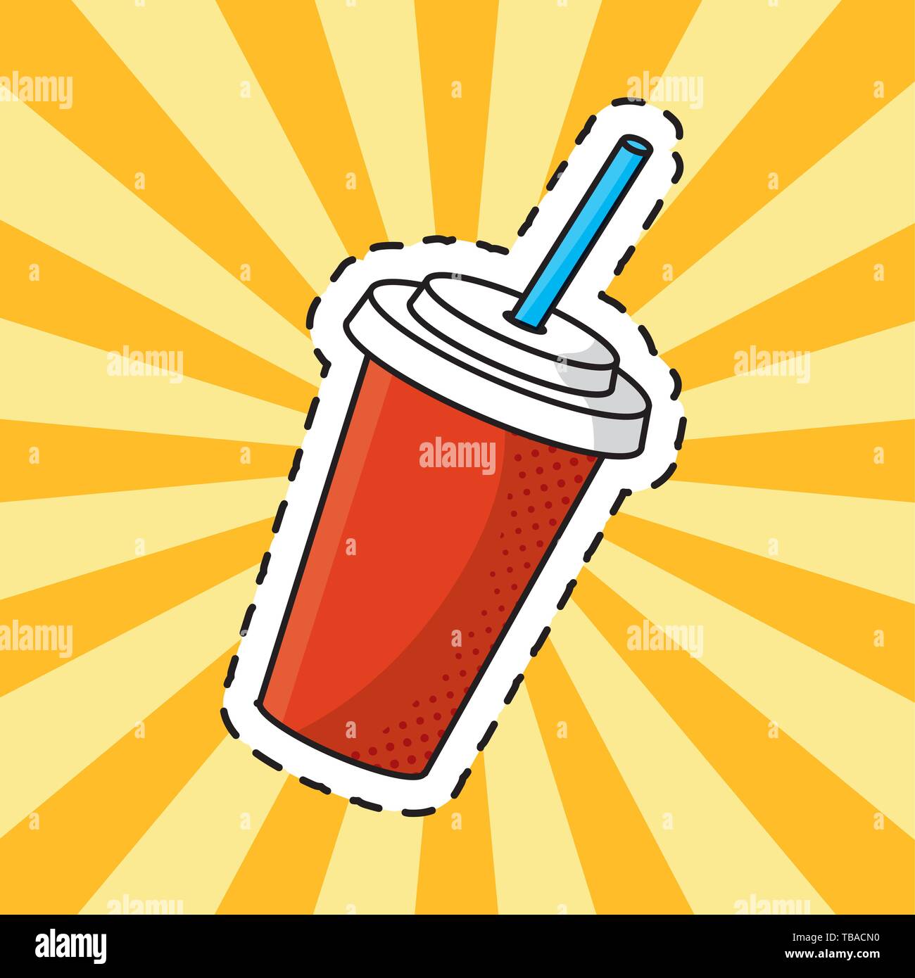 soda paper cup with straw icon cartoon pop art background vector ...