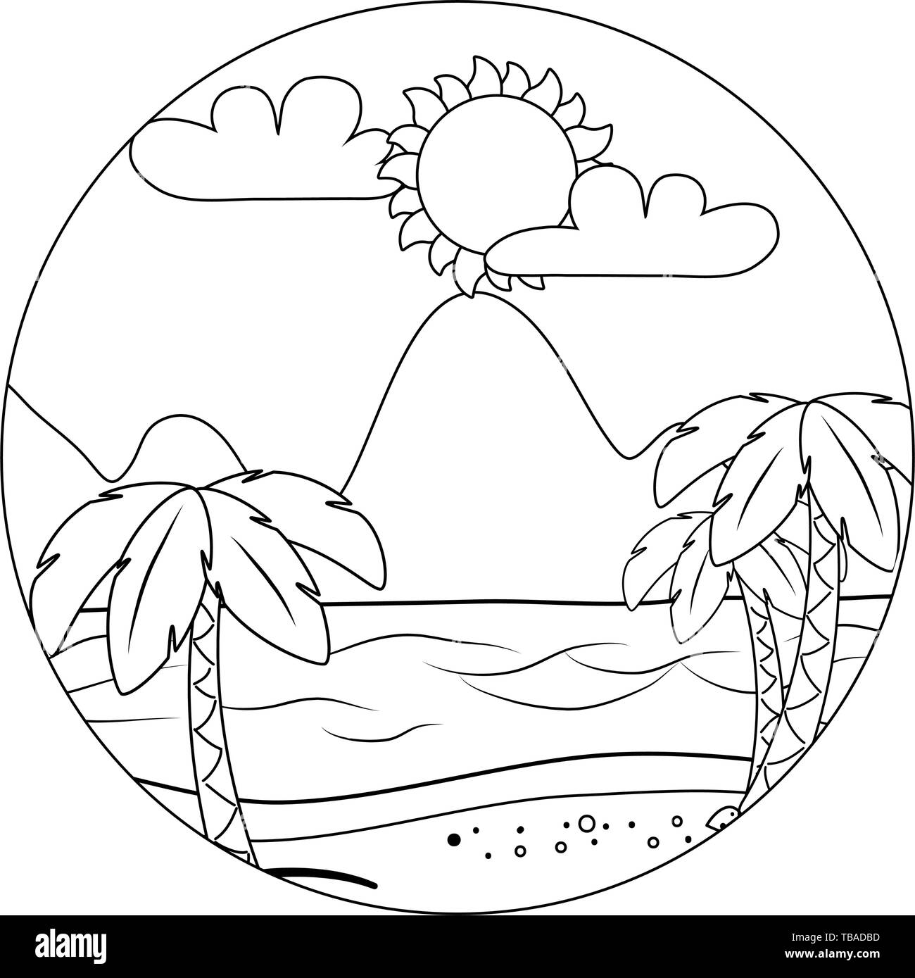 Summer Beach Clipart Black And White