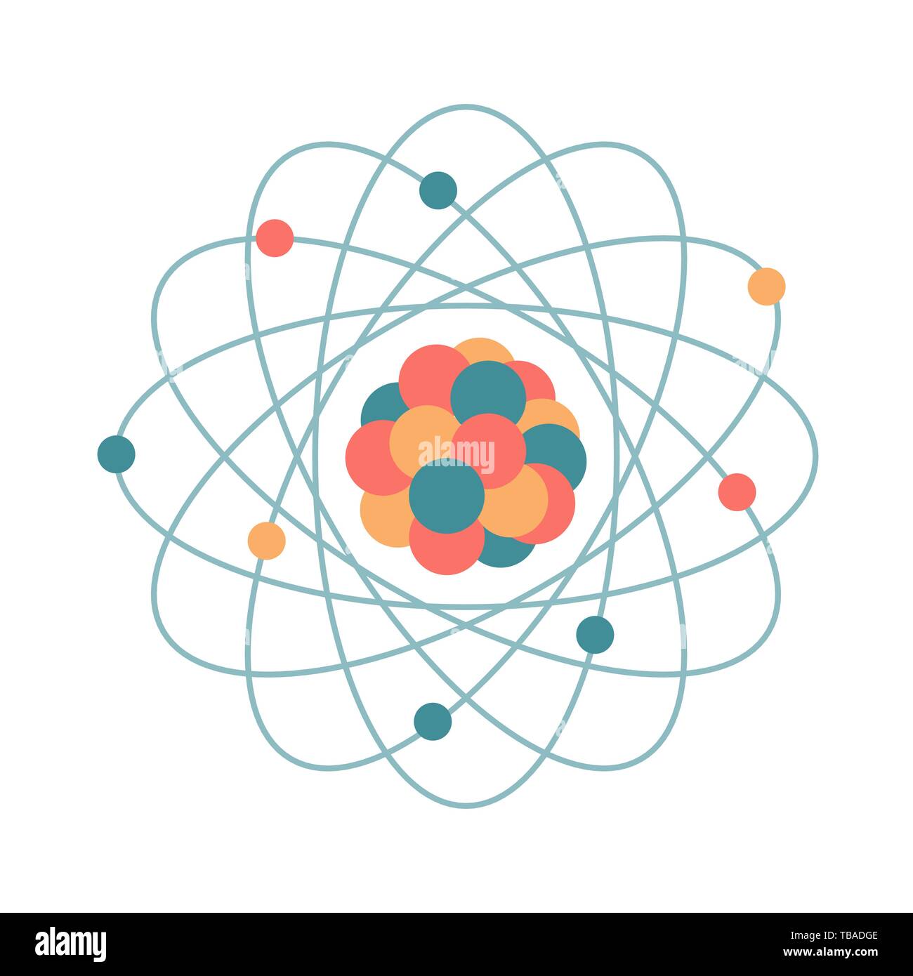 Vector illustration with atomic structure. Print with symbol of nuclear ...