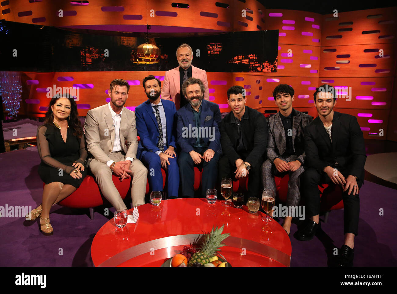 Host Graham Norton with (seated left to right) Gloria Estefan, Chris ...