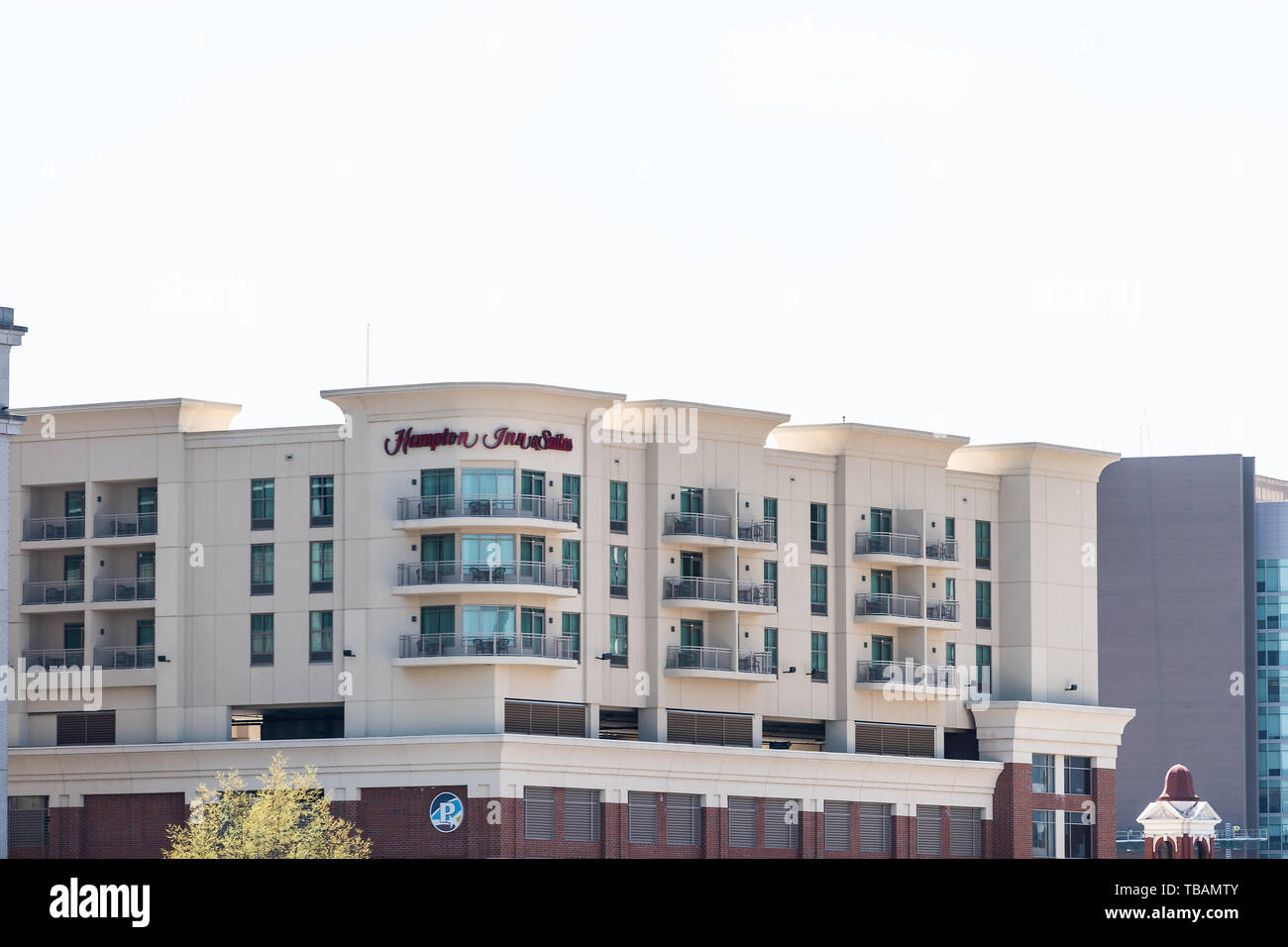 Roanoke, USA - April 18, 2018: View of downtown city in Virginia ...
