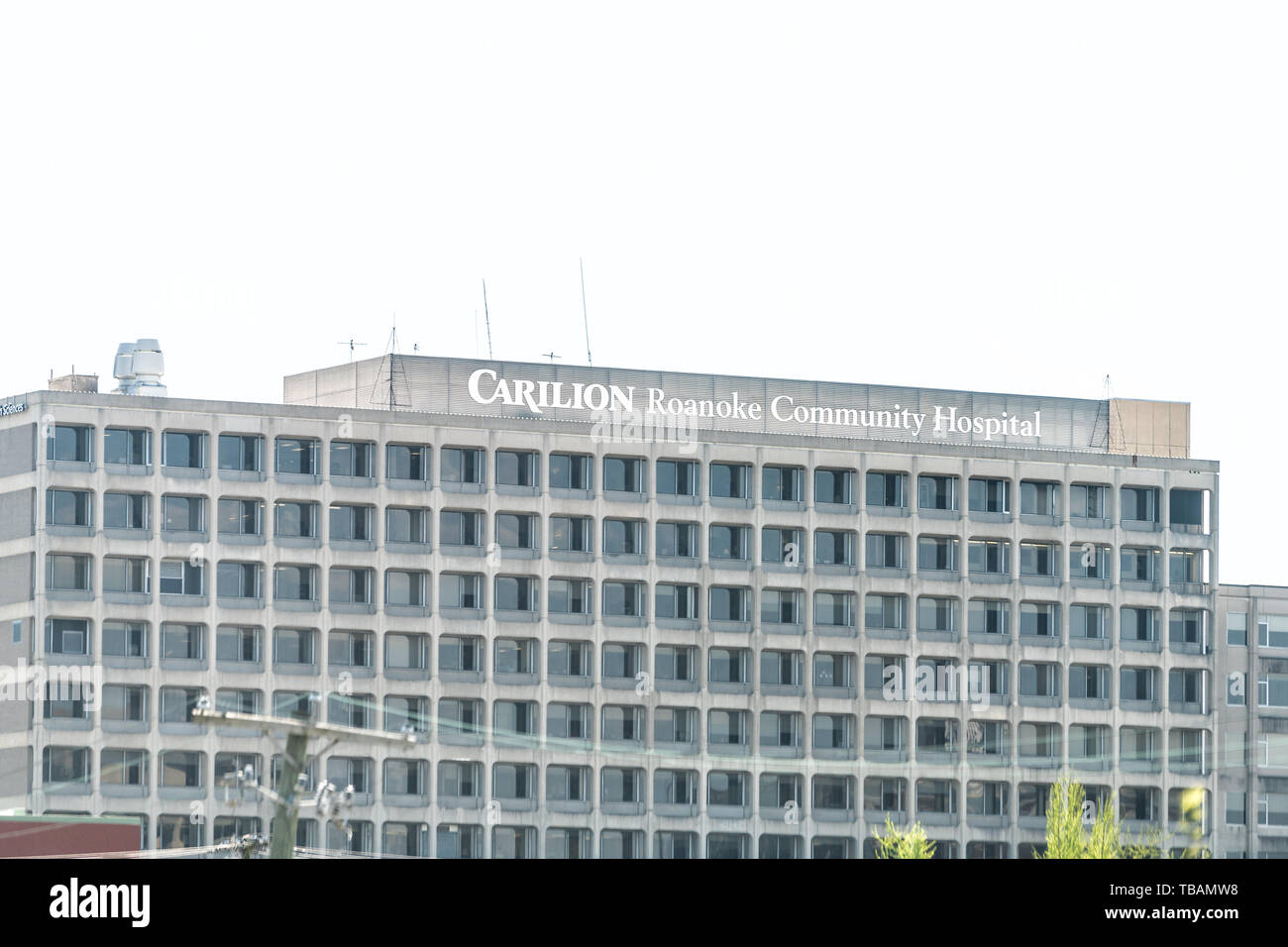 Roanoke, USA - April 18, 2018: View of downtown city in Virginia ...