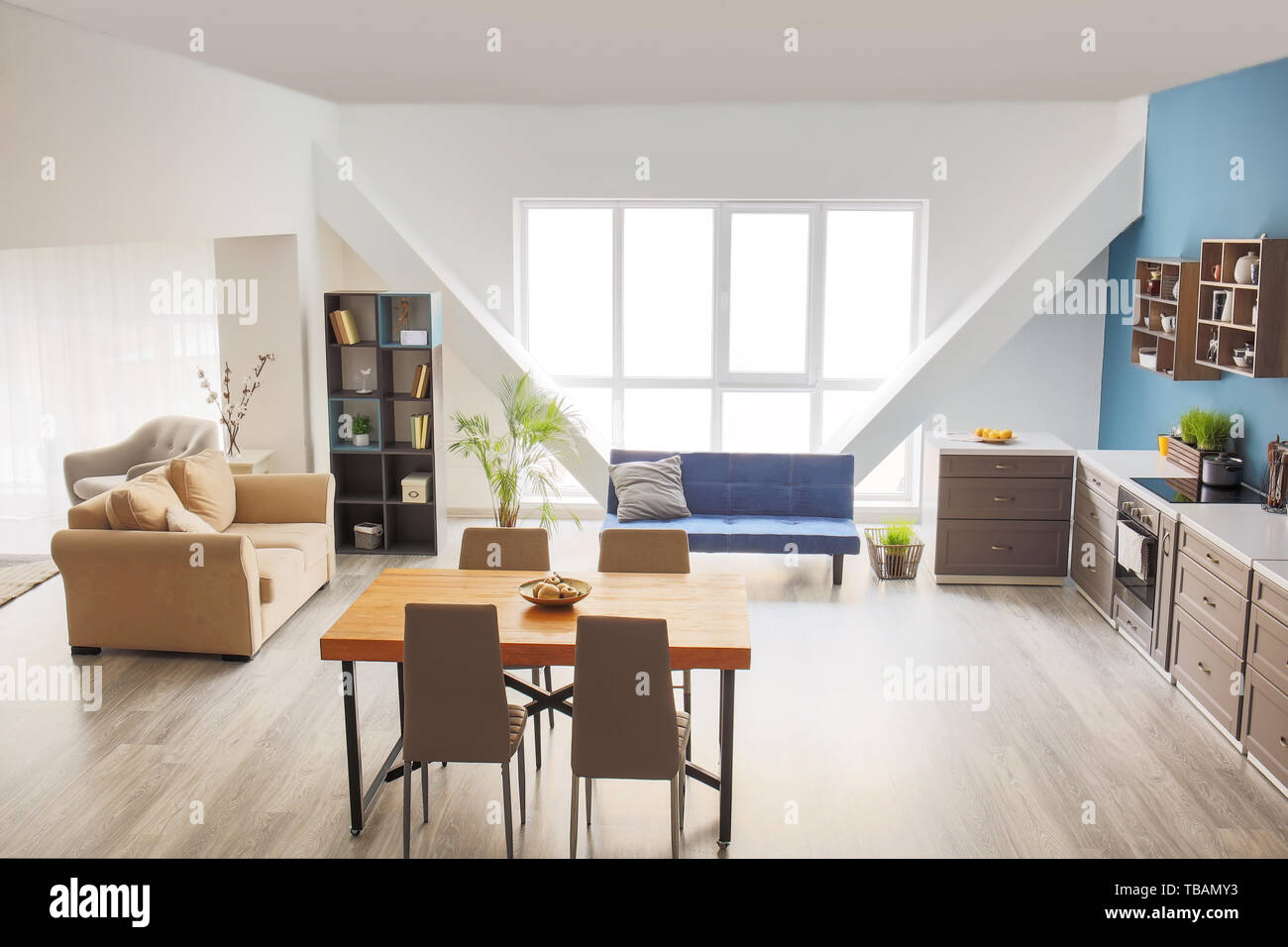 Interior of modern studio apartment Stock Photo - Alamy