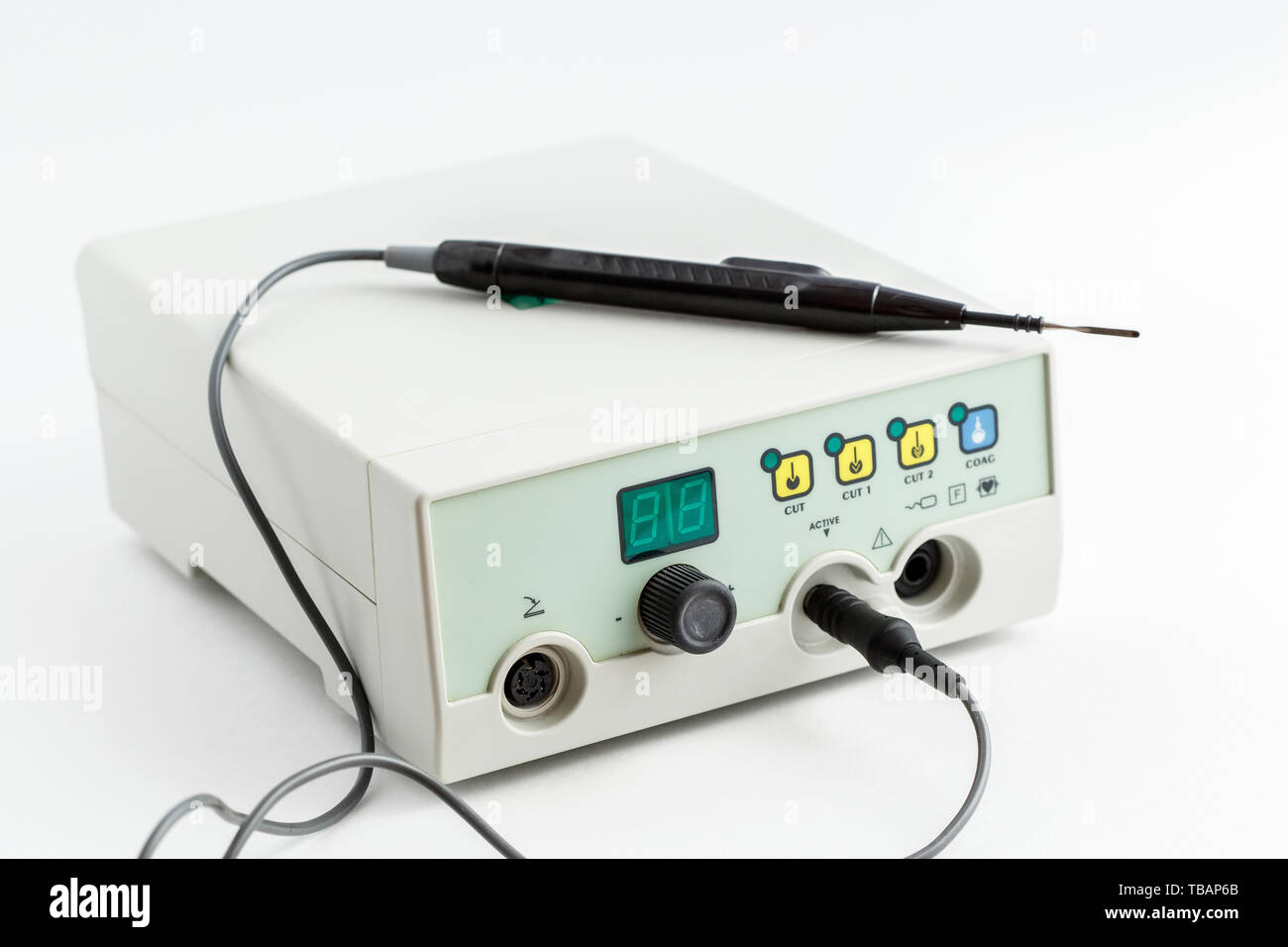 Vintage coagulator. device for surgical operations on white isolated ...