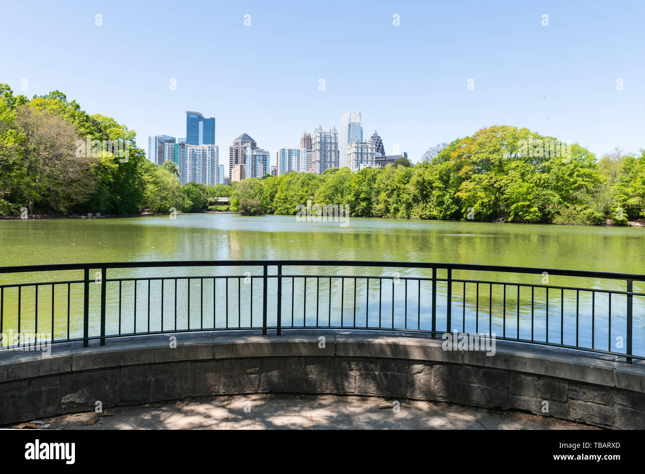 Atlanta, USA Cityscape skyline view in Piedmont Park in Georgia ...
