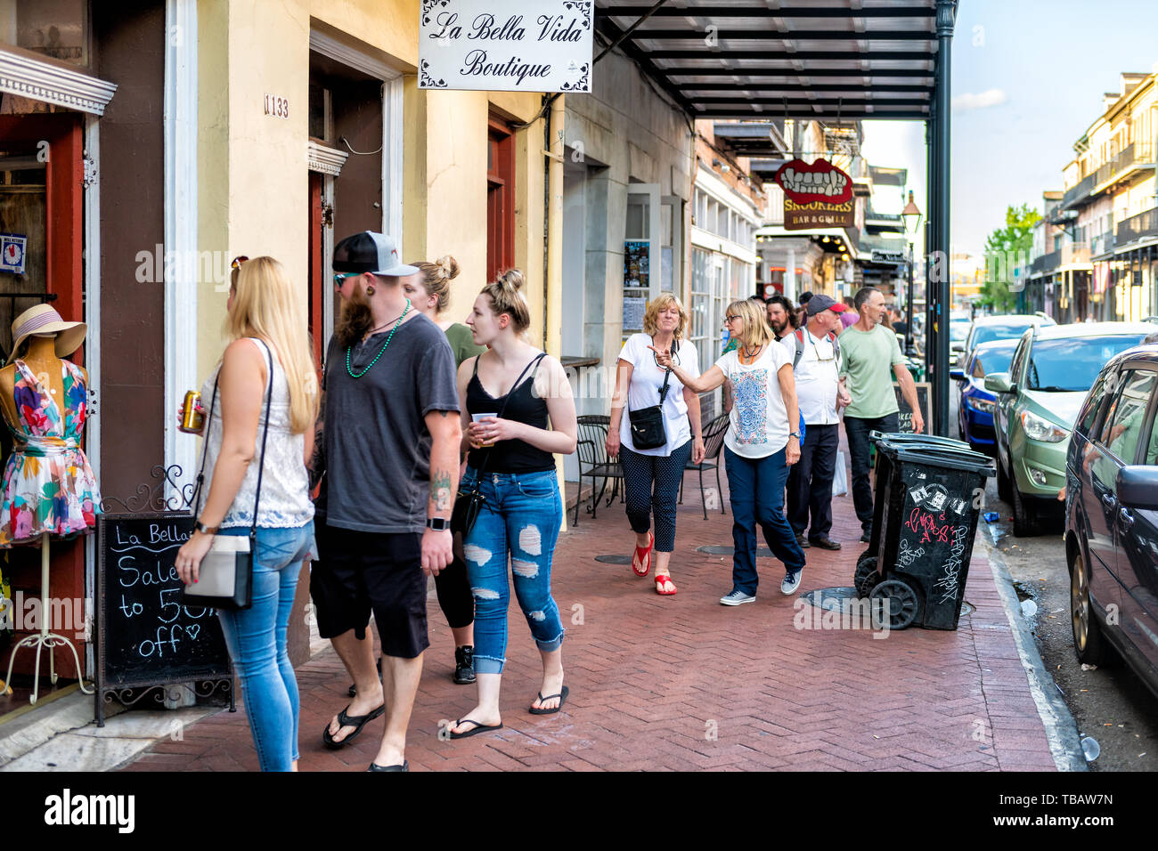 New Orleans, USA - April 22, 2018: Downtown old Decatur street in ...